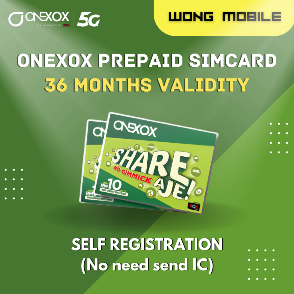 Simkad 36 BULAN Tempoh Sah ONEXOX Prepaid XOX register sendiri | Shopee ...