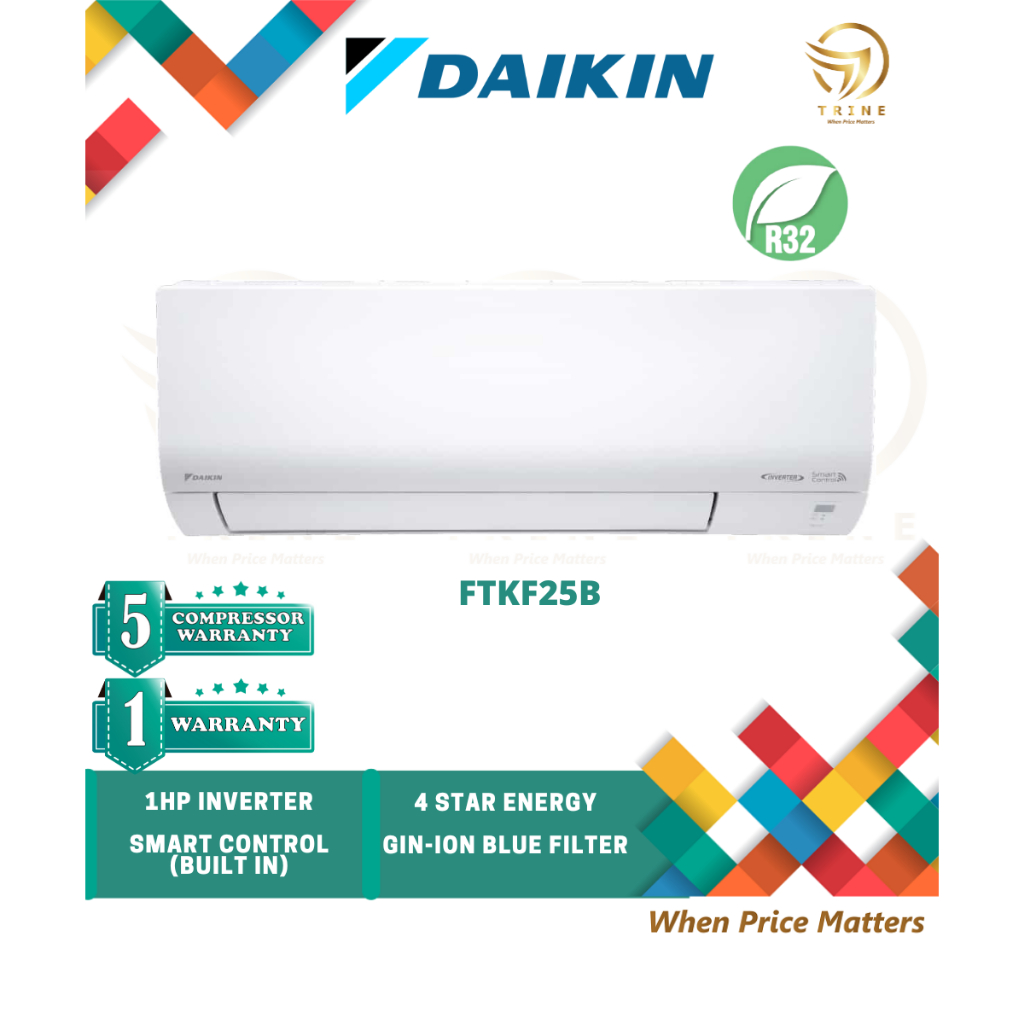 Daikin R32 Standard Inverter FTKF Series 1.0HP/ 2.0HP FTKF25BV1 / FTKF50BV1 | Shopee Malaysia