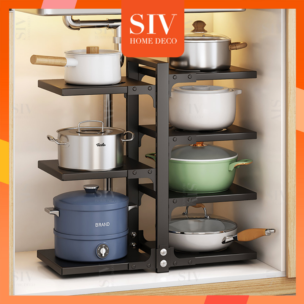 SIV 2-5 Tiers Adjustable Pot and Pan Rack Organizer Rak Bawah Sinki ...