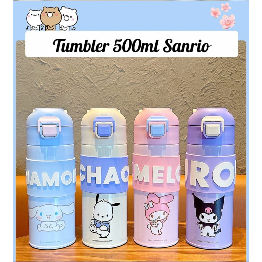 Sanrio Thermos 500ml Tumbler Kuromi Melody Cinnamoroll Water Bottle Stainless Steel Cartoon ...