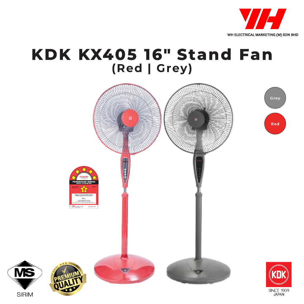 KDK KX405 16" Living Stand Fan (Grey & Red ) (Good Quality) | Shopee ...