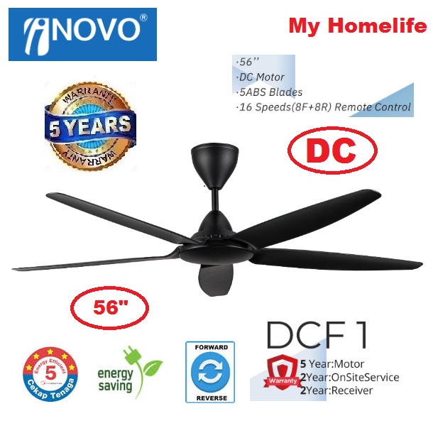 INOVO REGAIR DCF 1 MATT BLACK CEILING FAN / 56 INCH CEILING FAN / KIPAS ...