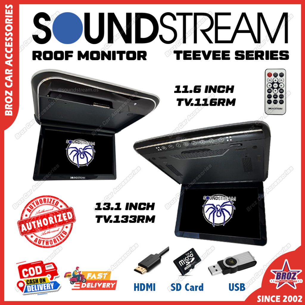 SOUNDSTREAM Teevee Series Super Slim Full HD Flip down 11.6" Car Roof ...