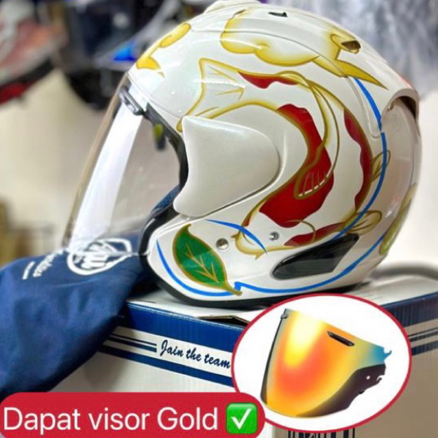 Helmet koi pearl white ram 3 logo tanam | Shopee Malaysia