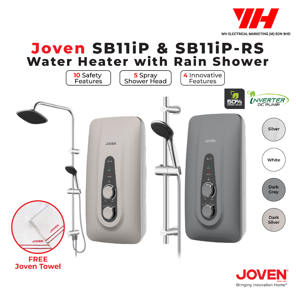JOVEN SB11iP / SB11iP-RS (Rain Shower) Instant Water Heater With Inverter DC Pump | Shopee Malaysia