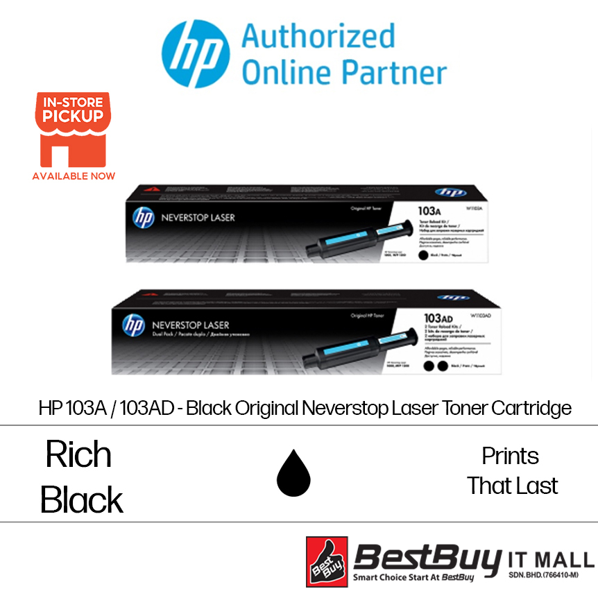 HP 103A / 103AD - Black Original Neverstop Laser Toner Cartridge ...