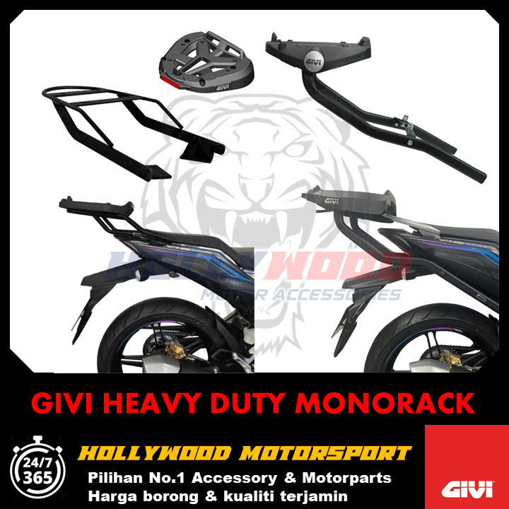 GIVI MONORACK EXTREME HEAVY DUTY ADVANCE RACK FOR ALL PVC TOP BOX ALLUMINIUM LC135 Y15 RS RSX ...