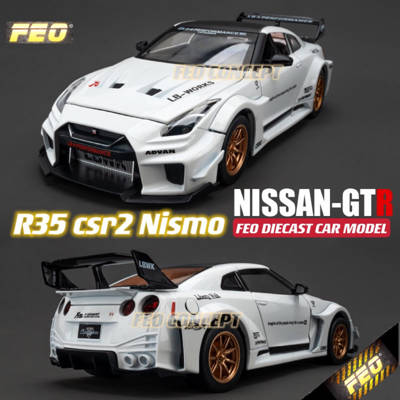 FEO Skyline 1/24 Gtr R35 csr2 GTR 35 Diecast Car Model Alloy Car ...
