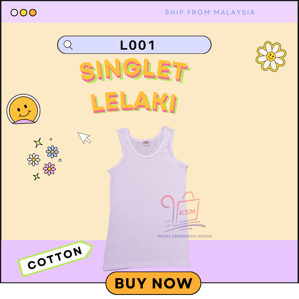 Original SCUBA Singlet Budak Lelaki Putih White Kids Singlet Brand ...