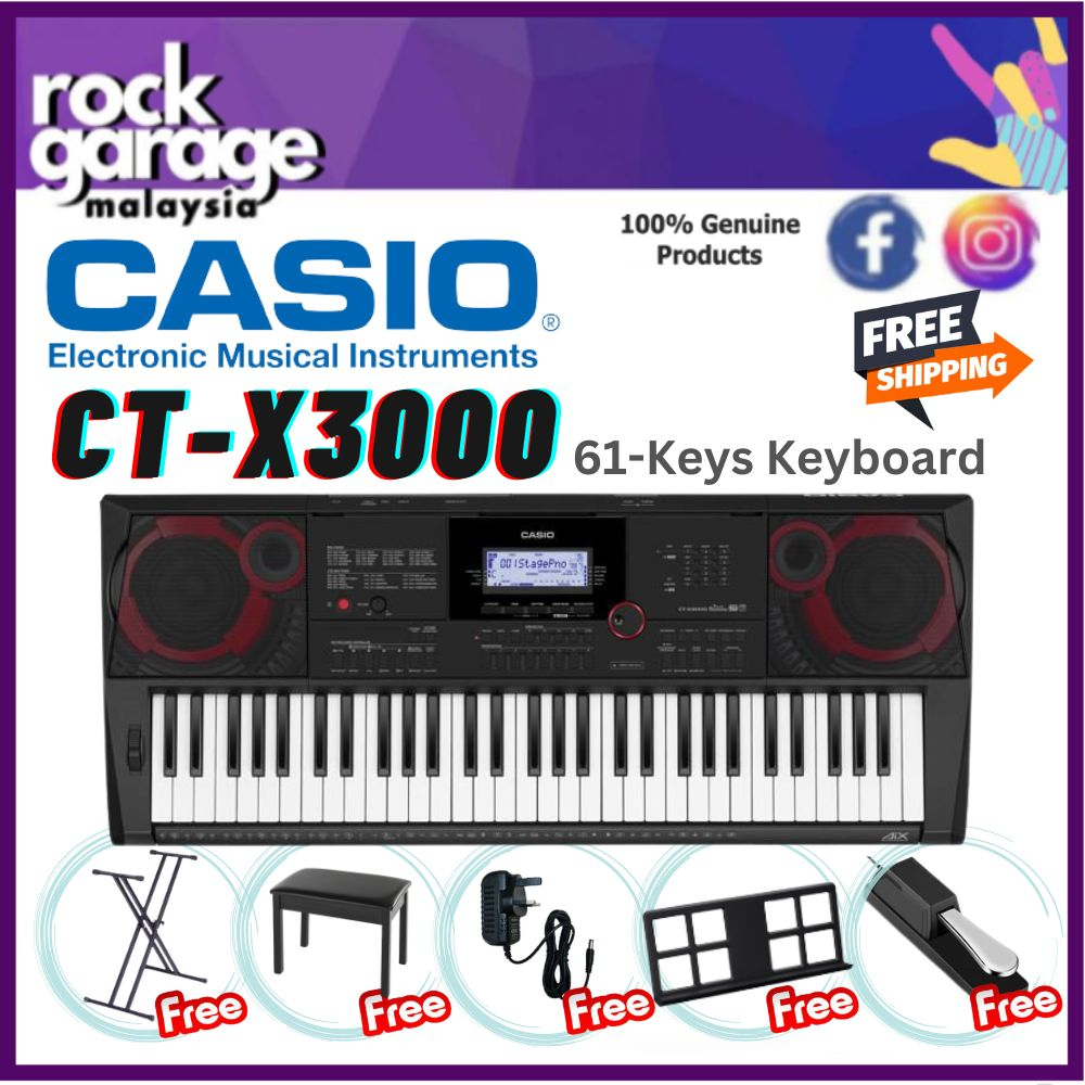 Casio CT-X3000 61-Keys Portable Keyboard With Stand And Piano Bench ...