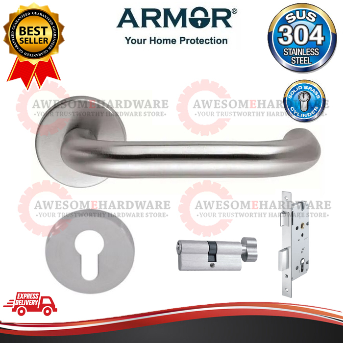 (SS SILVER) ARMOR ALH-6001 SUS304 STAINLESS STEEL FIRE RATED LEVER ...