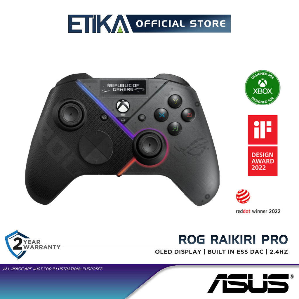 Asus ROG Raikiri Pro | Intuitive rear controls | 2.4GHz | OLED Display ...