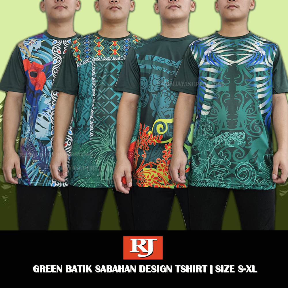 🔥Ready Stock🔥 Unisex Baju HIJAU GREEN Batik Jersey Sabah Sabahan Design ...