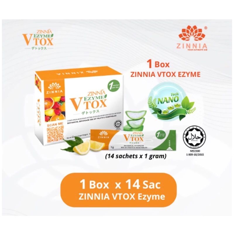 [FREE PACK ] ZINNI@ VT0X EZYME Natural Detox Enzyme 1000mg x 1 box (14 sachets) 纳米排毒瘦身酵素便秘排便体重管理 ...