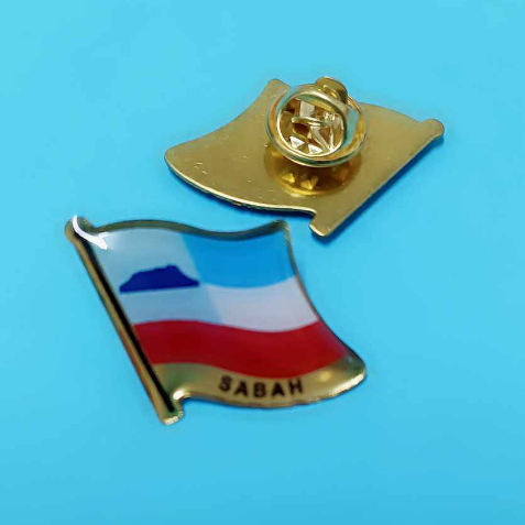 Sabah State Flag Collar Pin with logo Sabah Negeri Malaysia Pin Tekan ...