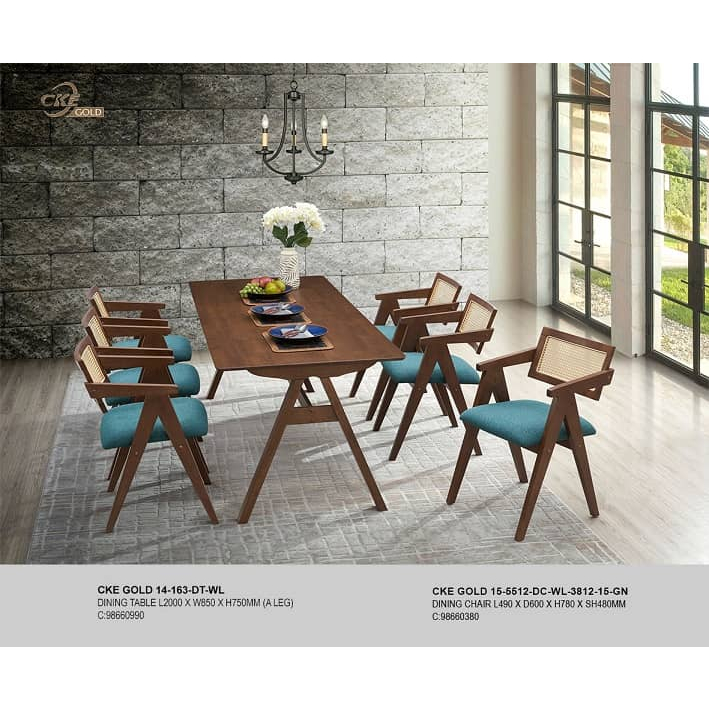 Rattan Design /Dining Set 1+6 Solid Dining Set/Modern Living Furniture | Shopee Malaysia