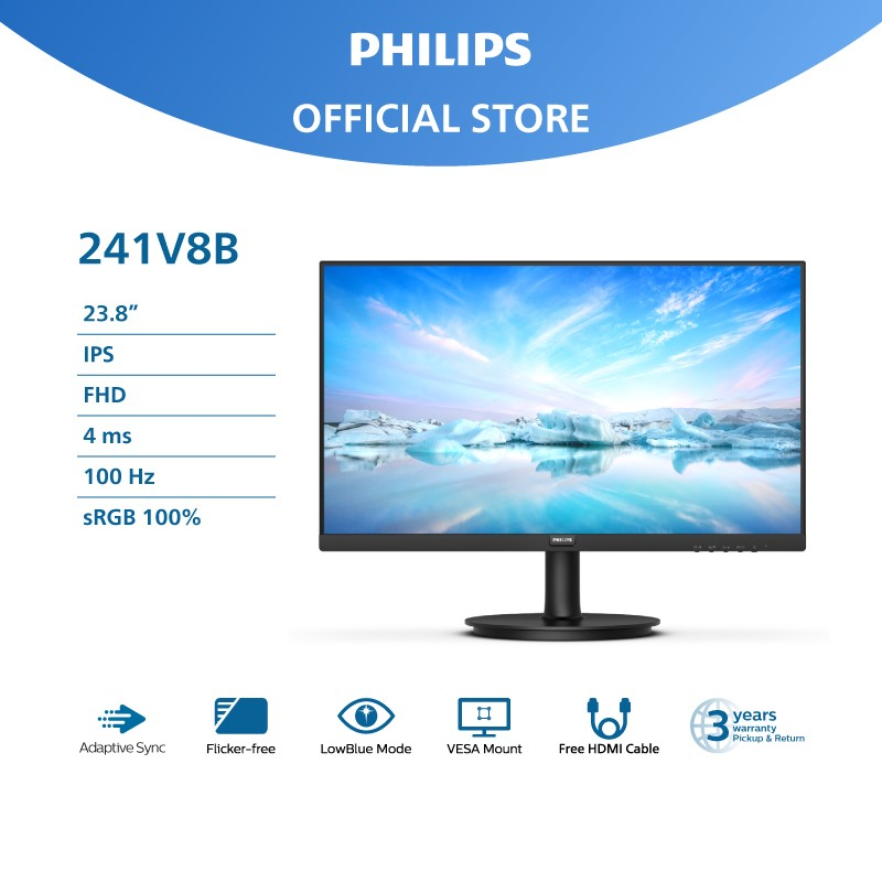 Philips 23.8" 241V8B IPS Full HD 100Hz 4ms Adaptive Sync LED Monitor ...