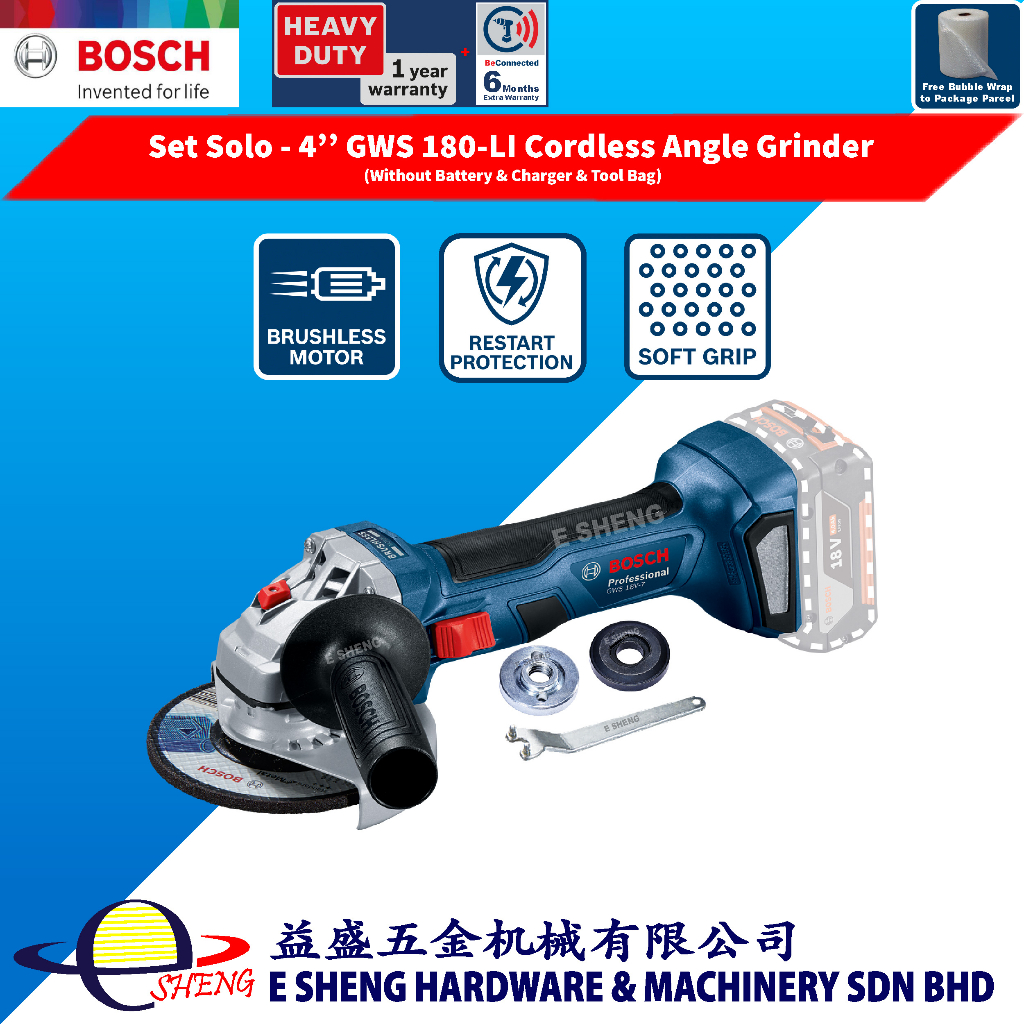 Bosch 4'' GWS180-LI 18V Cordless Angle Grinder Solo or 4.0Ah Battery ...
