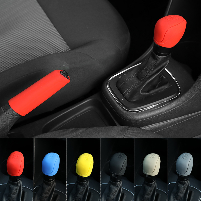 Car Silicone Gear Knob Handbrake Cover Universal Auto Rubber Hand Brake ...