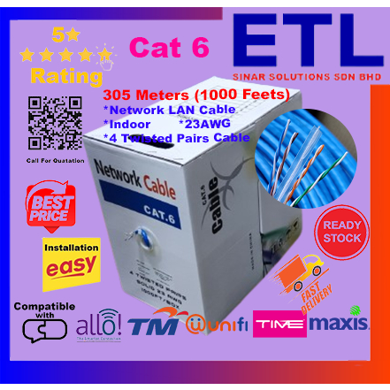 CAT6 UTP indoor Network Cable High Speed 300M -1BOX #MAX 2 BOX FOR 1 ...