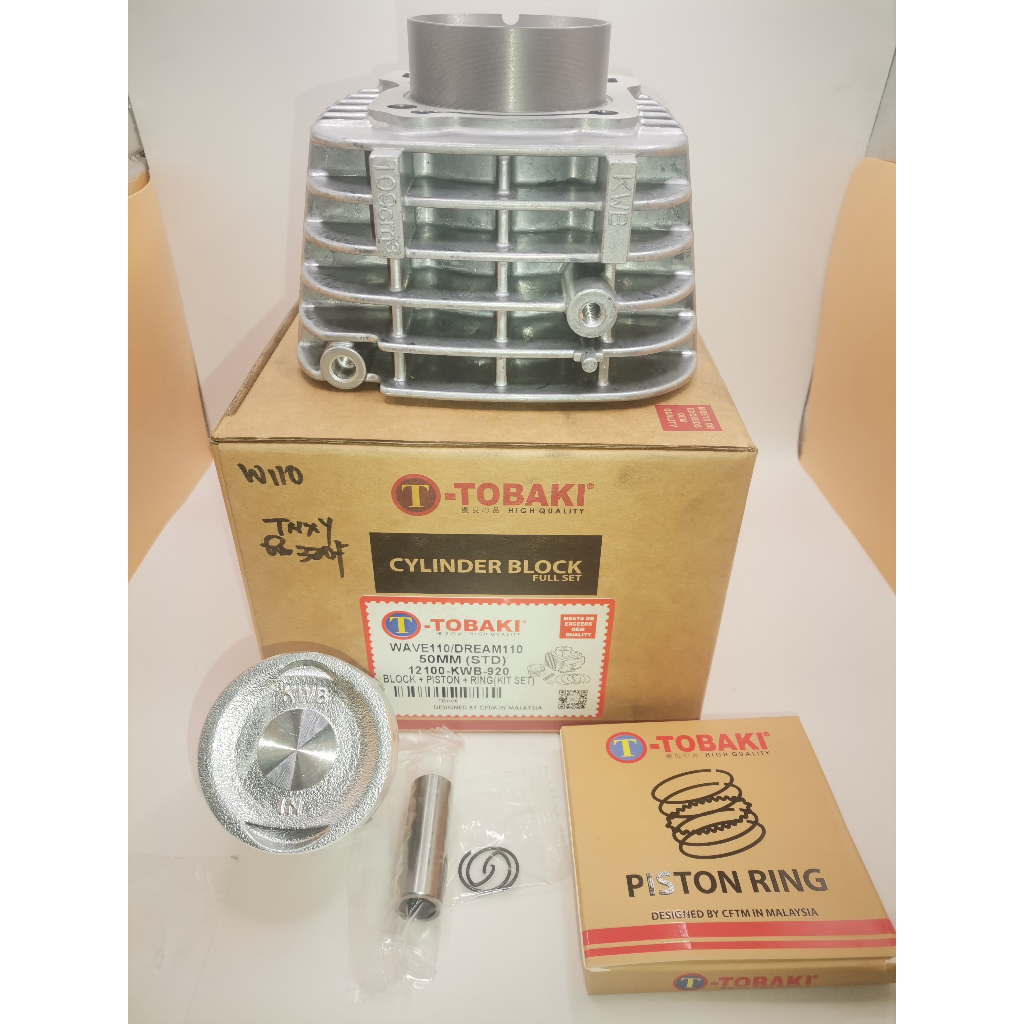 Tobaki Honda WAVE 110/DREAM 110 STD 50MM Cylinder Block Set + Piston ...