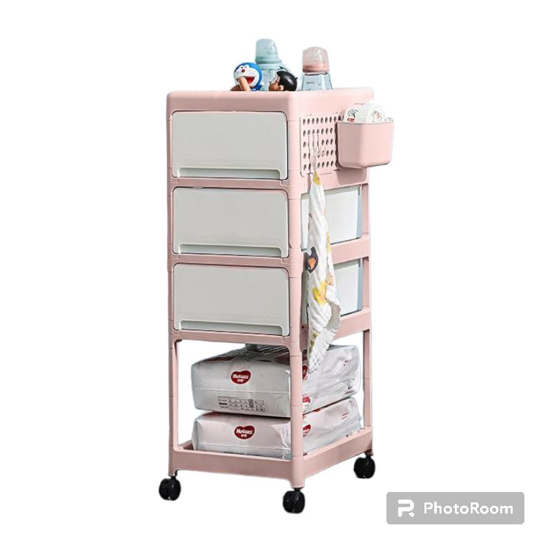 Rak Baju Baby Bertingkat Diaper Rack Storage Trolley 5 Tier Plastic ...