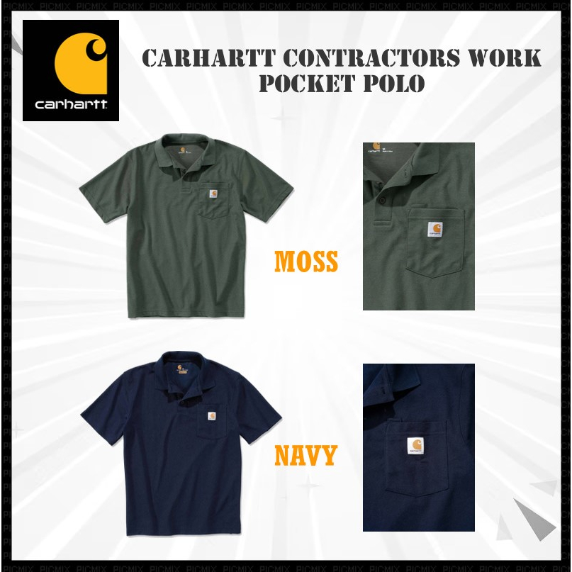 ORIGINAL CARHARTT Contractors Work Pocket Polo Shirt Details (Ready ...