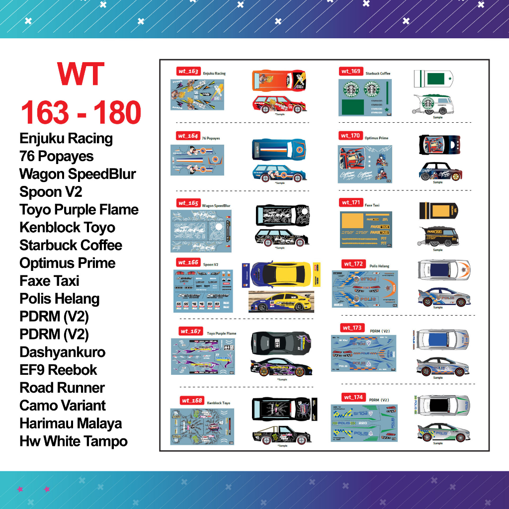 Water Slide Decal wt 163 - 180 HotWheels | ENJUKU POPAYE SPEEDBLUR ...