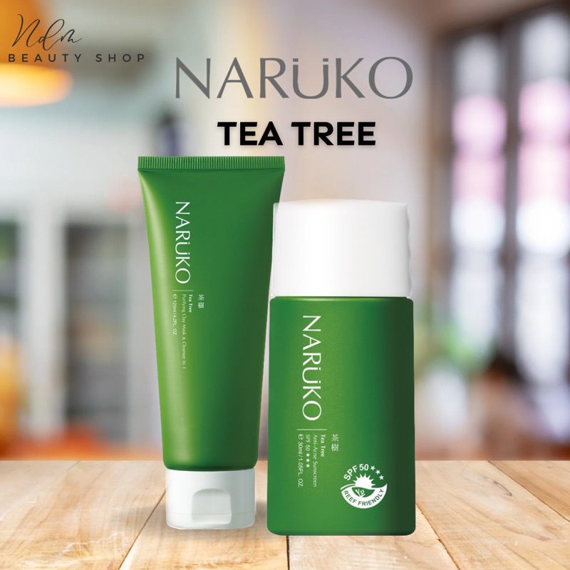Naruko Tea Tree Anti-Acne Sunscreen SPF50 30ml / Purifying Clay Mask ...