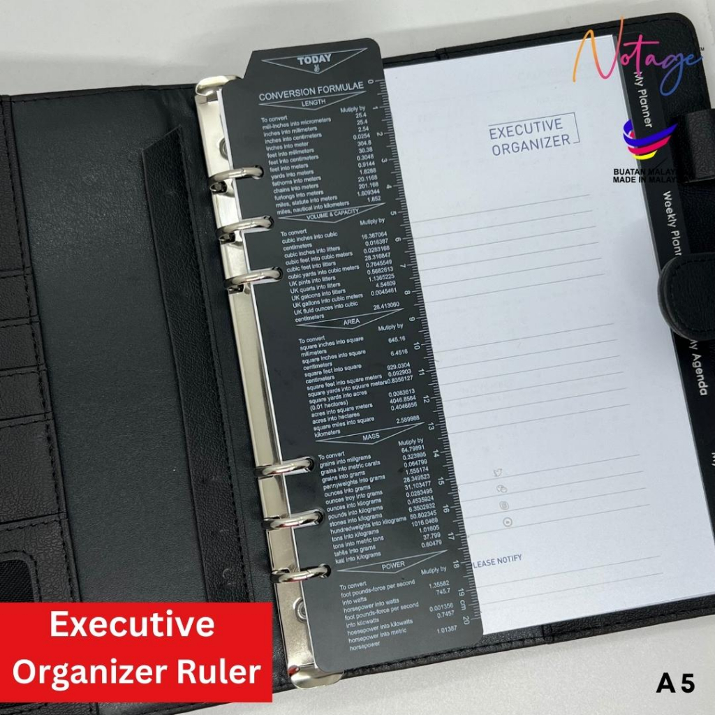 Ruler for Executive Organizers/Notebooks 20 CM/7.5 inch 6 O Ring ...