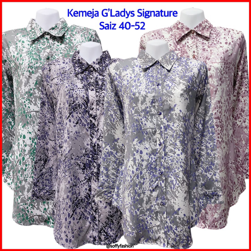 KEMEJA BLOUSE GLADYS SIGNATURE ITALIAN SILK SAIZ 40-52 | Shopee Malaysia