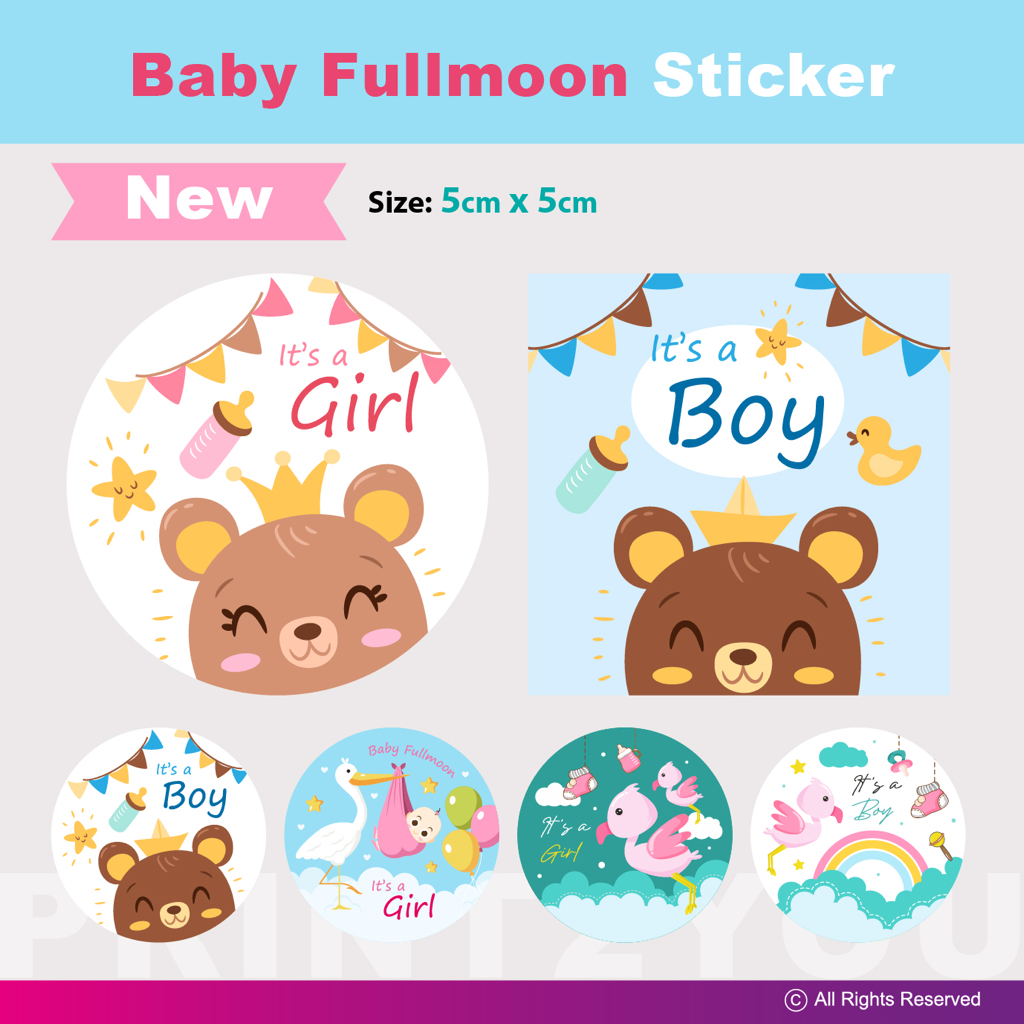 [100PCS] BABY FULL MOON STICKER | 婴儿满月贴纸 | NEW BORN BABY STICKER ...