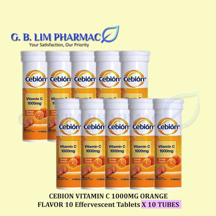 Cebion Vitamin C 1000mg Effervescent Tablets 10's X 10 bottles NO BOX (EXP: 30-JULY-2025 ...