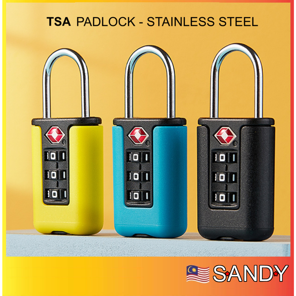 8 Colors Stainless Steel TSA Custom 3 Digits Code Padlock Luggage Lock ...