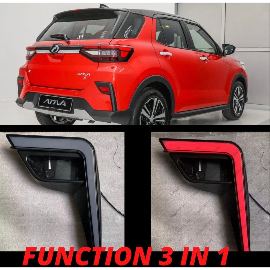 PERODUA ATIVA REAR BUMPER LED REFLECTOR LIGHT BAR RED/SMOKE L SHAPE ...
