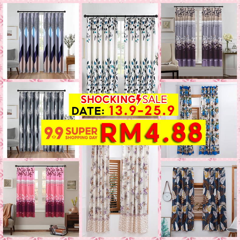 [2024 LATEST] Langsir Tingkap Murah Hook & Rod 2IN1 Type Modern Langsir ...