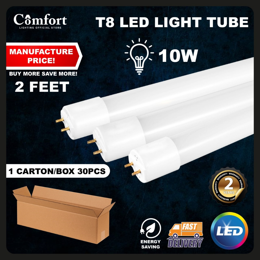 [BOX SET] ( 30 PCS PER BOX / CARTON ) LED T8 Tube 2 Feet 10W Wholesale ...