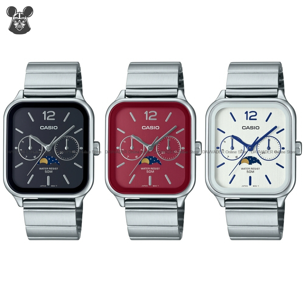 CASIO MTP-M305D STANDARD Analog Day Date Moon Phase Rectangle 44.5mm x ...