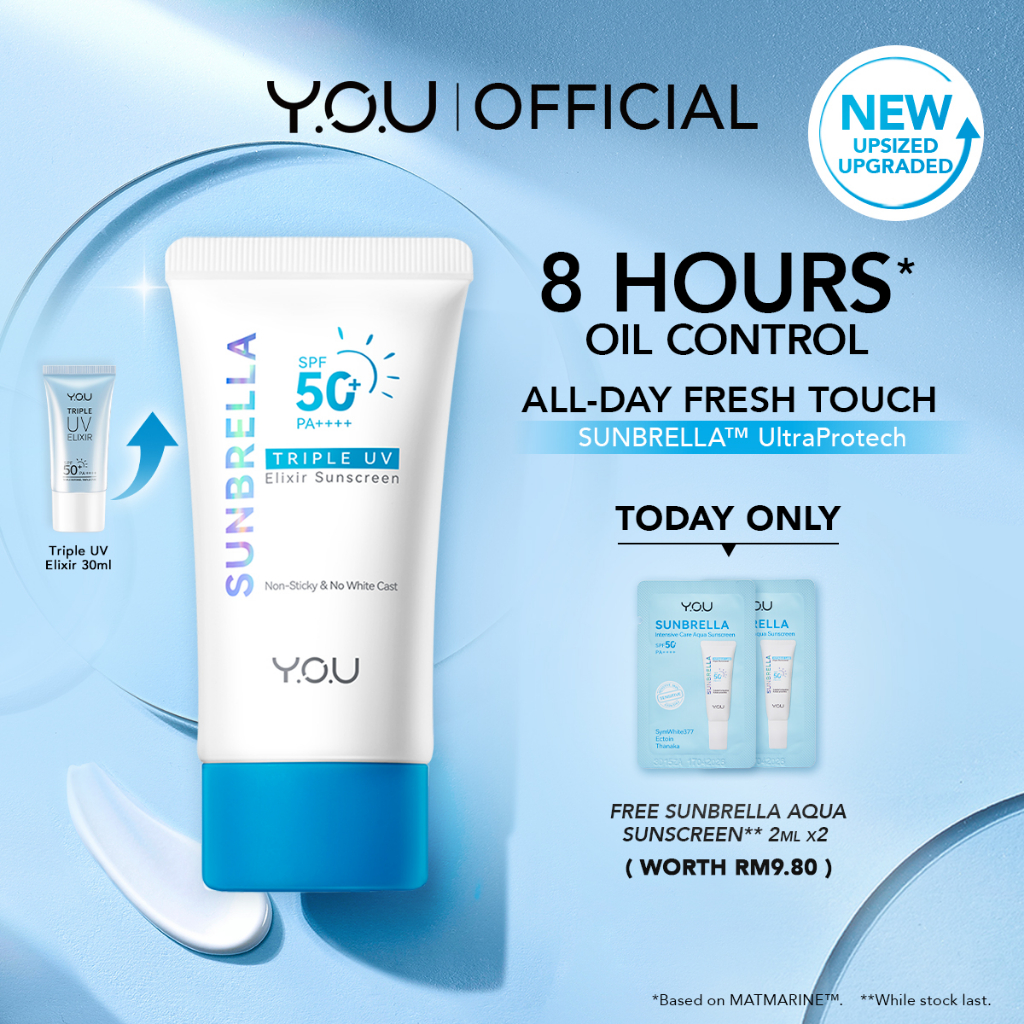 [NEW] YOU Sunbrella Triple UV Elixir Sunscreen SPF 50+PA++++ UVA UVB ...