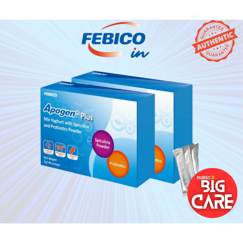 APOGEN PLUS | Mixed Yoghurt With Spirulina & Probiotic Powder (40's X 2 ...