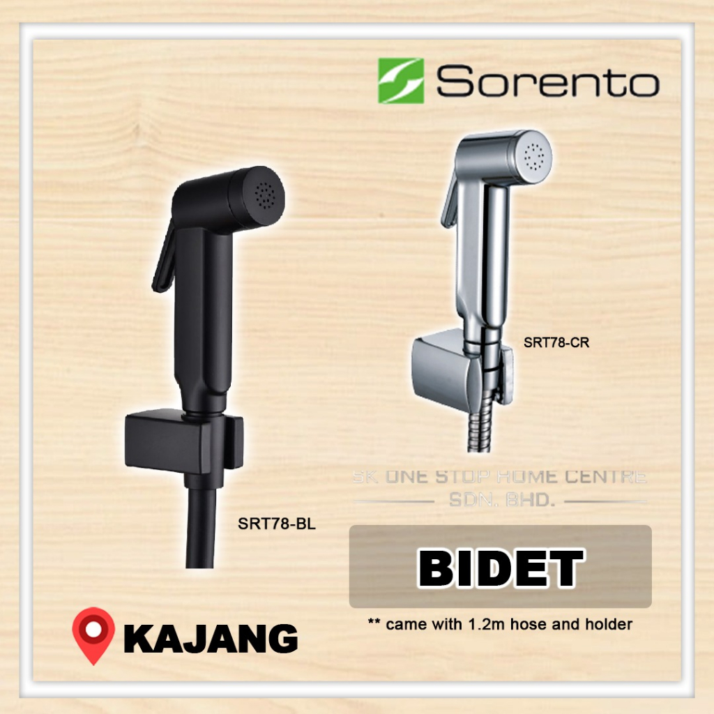 Sorento Bathroom Hand Bidet Set c/w 1.2m Flexible Hose / Toilet Bidet ...