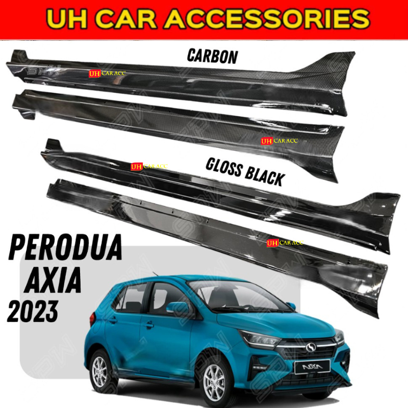 PERODUA AXIA 2023 SIDE SKIRT LIP DIFFUSER GLOSSY BLACK / CARBON ...