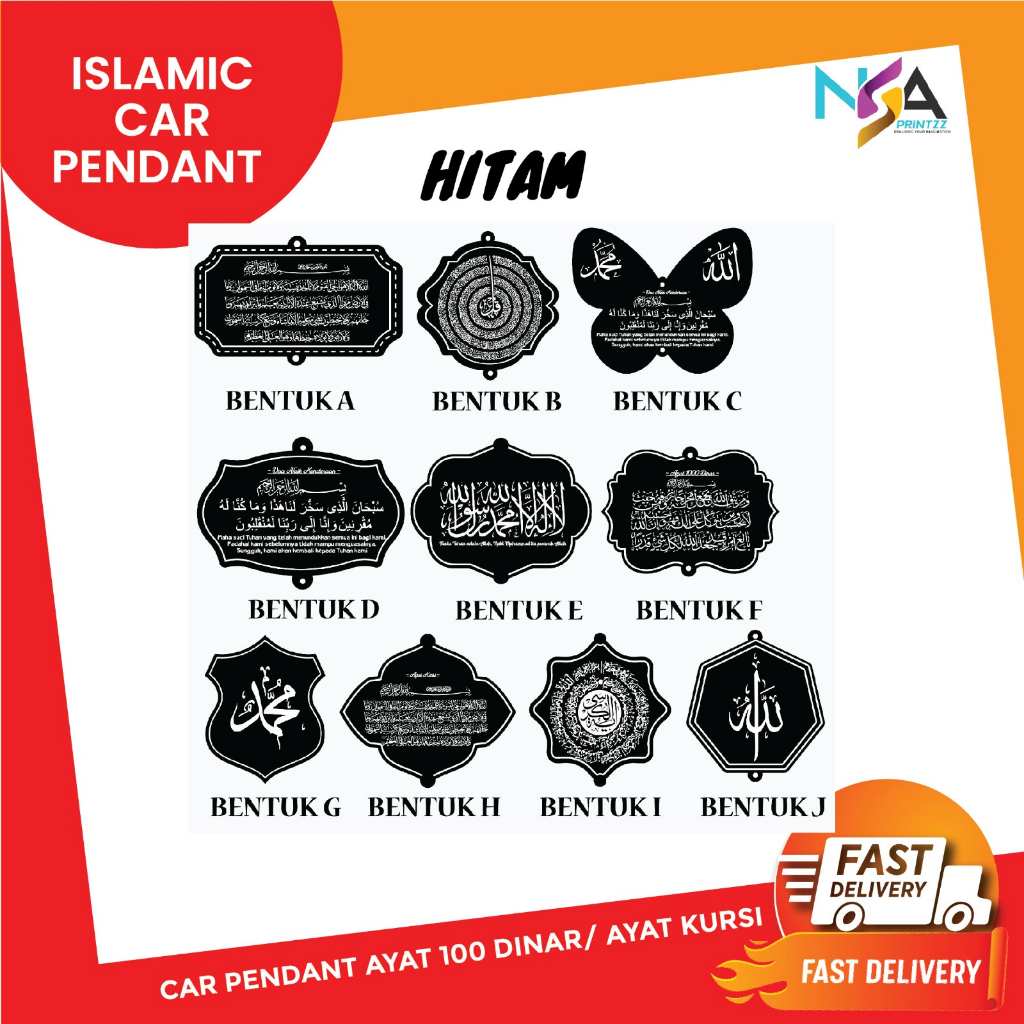 Warna Hitam Hiasan Kereta Gegantung Car Pendant Ayat 100 dinar Gantung ...