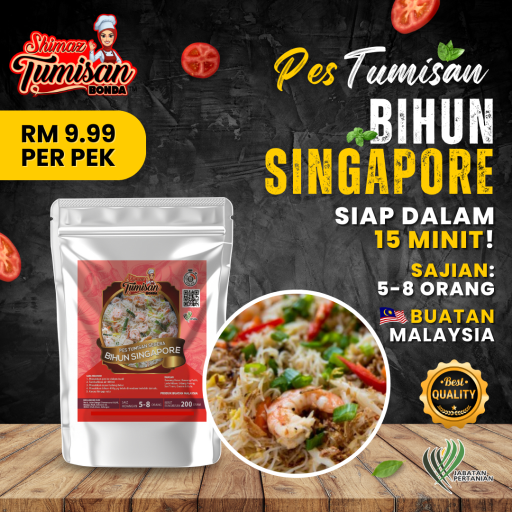 Pes Masakan Bihun Singapore. Perencah 200g pek 5-8 orang saiz hidangan ...