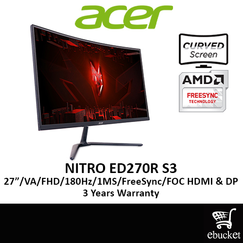 Acer Nitro ED270R S3 VA PANEL FHD 180HZ Free-SYNC Compatible 1MS GAMING ...