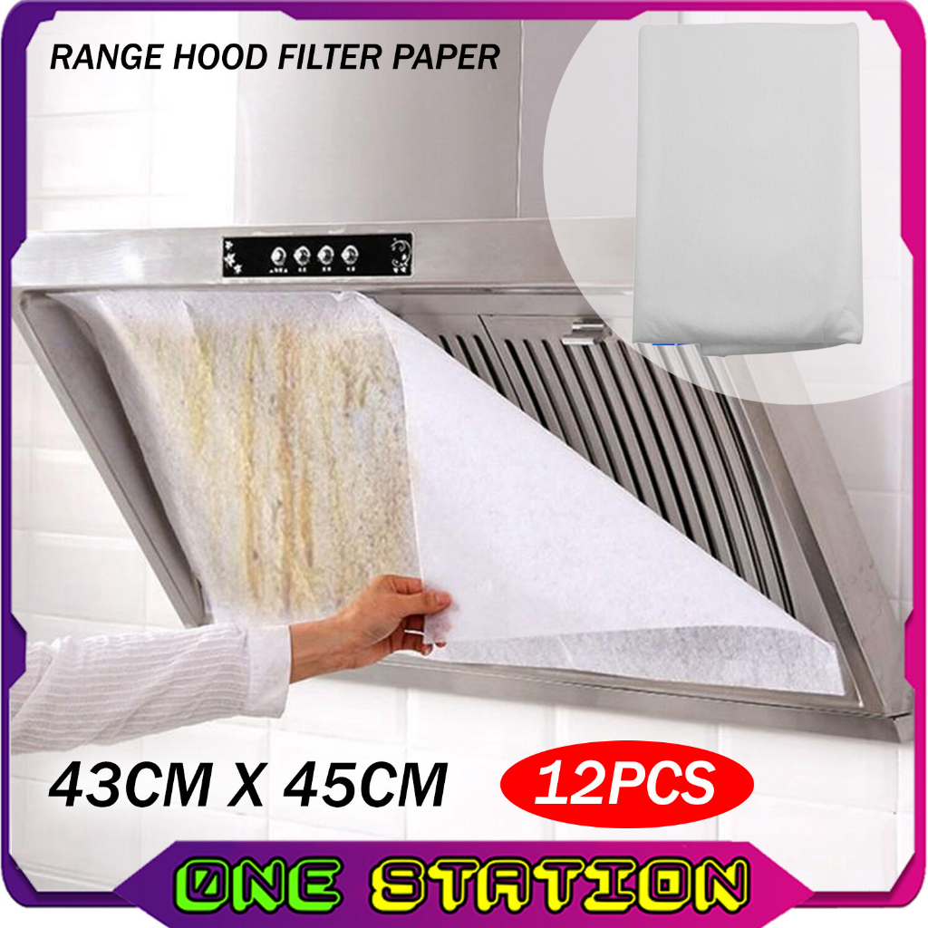 12PCS RANGE HOOD OIL FILTER PAPER Kitchen Oil Absorbing Net Filter Oil ...