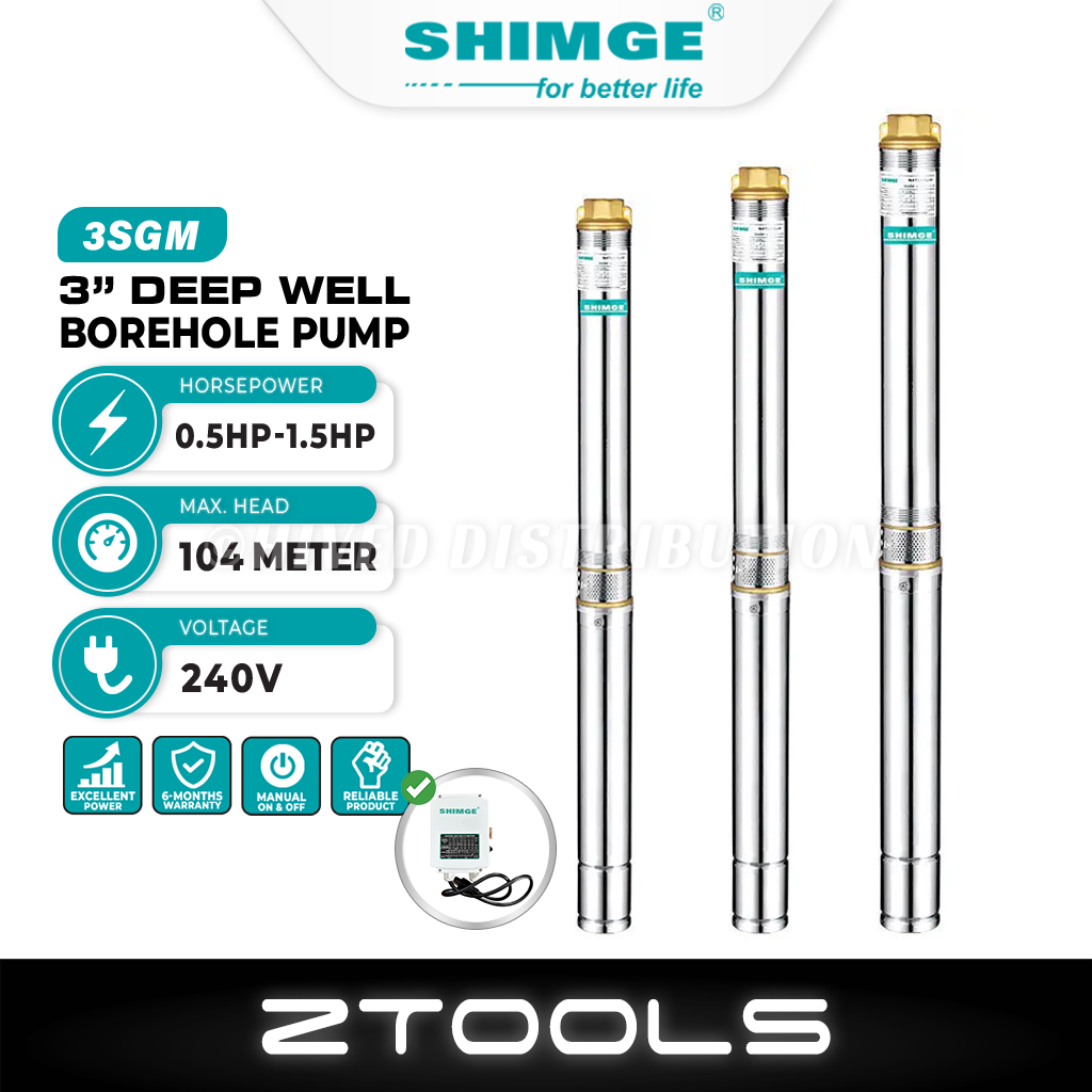 SHIMGE 3" Deep Well Submersible Pump 3SGm | 0.5HP/ 1HP/ 1.5HP Borehole ...
