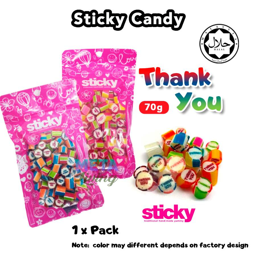 STICKY CANDY GULA-GULA VIRAL STOK SEDIA Thank You Happy Birthday Gift I ...