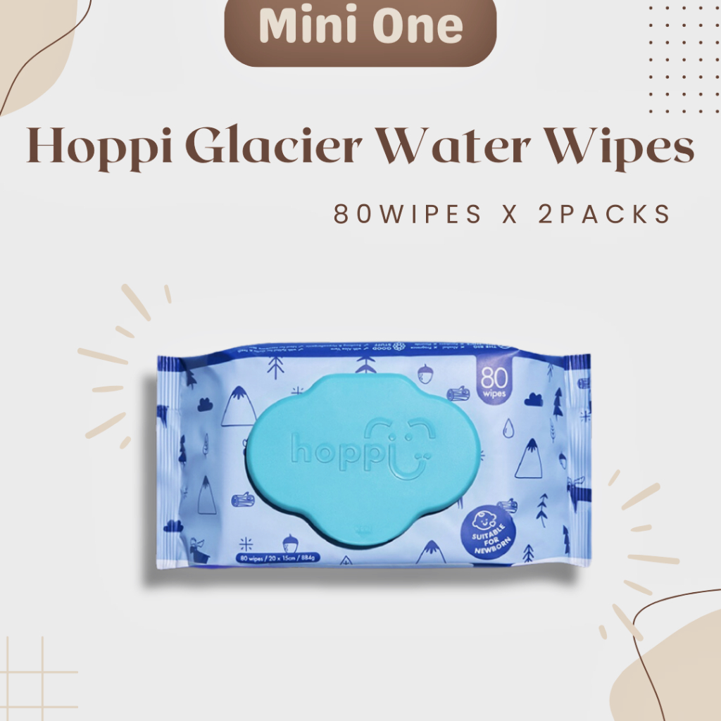 Hoppi Glacier Water Baby Wipes Ultra Thick 80gsm (80 Wipes x 2 Packs ...