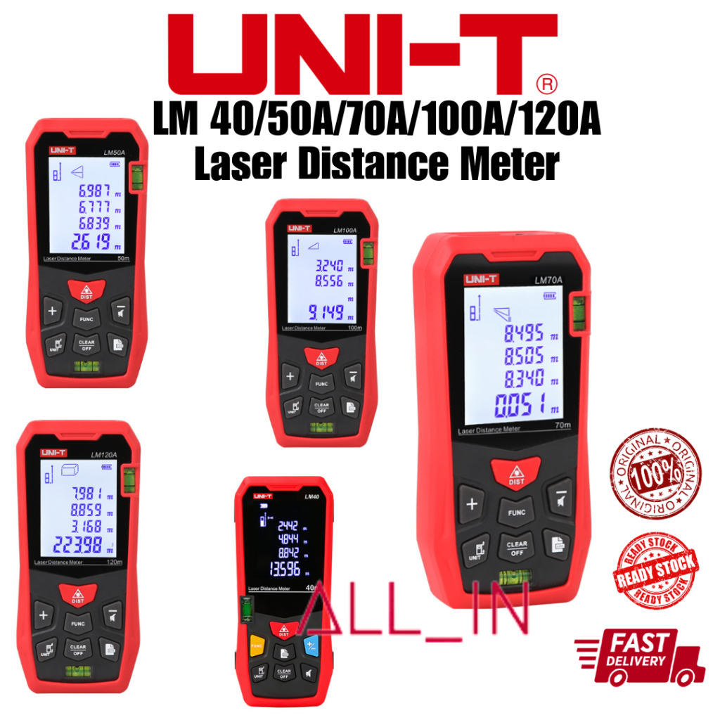 UNI-T LM40 40M / LM50A 50M / LM70A 70M / LM100A 100M / LM120A 120M Meter Laser Distance Meter ...